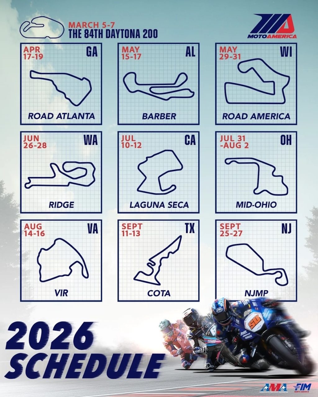 MotoAmerica Calendar 2026 - SportBikes Inc Magazine